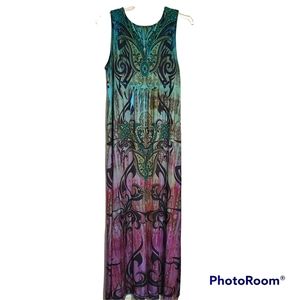 ONE WORLD | Dresses | One World Sleeveless Maxi Dress Abstract Multi ...